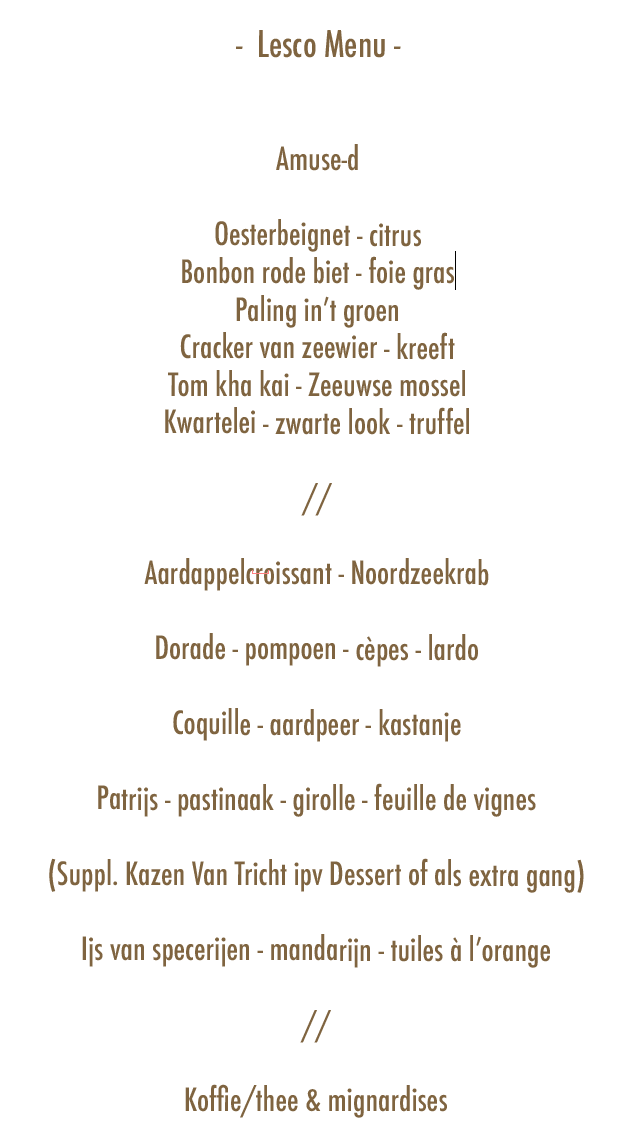 Menu - Hostellerie Lesco